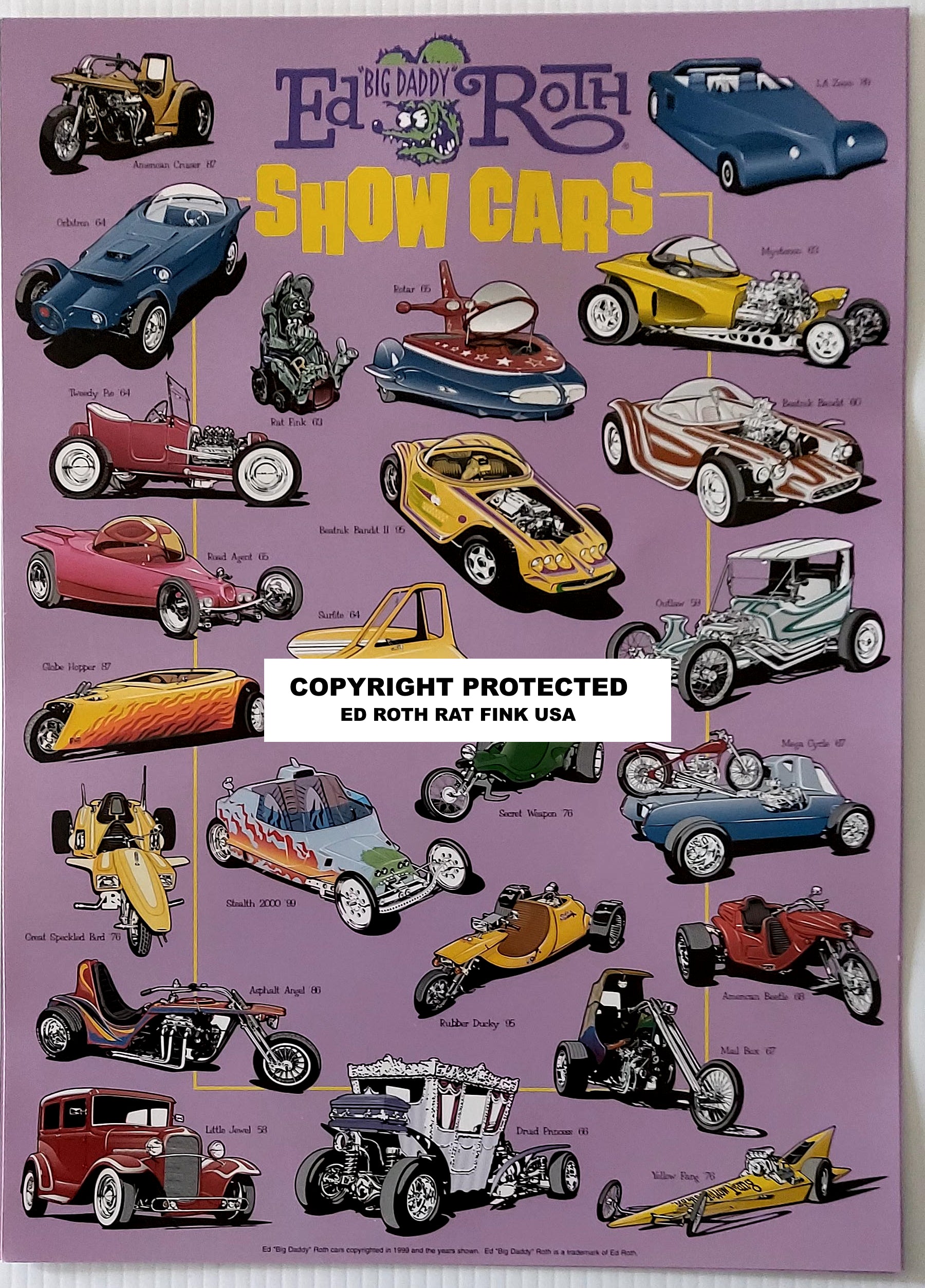 Ed Roth Rat Fink Original Show Car poster showing Ed Roth Car Builds ...